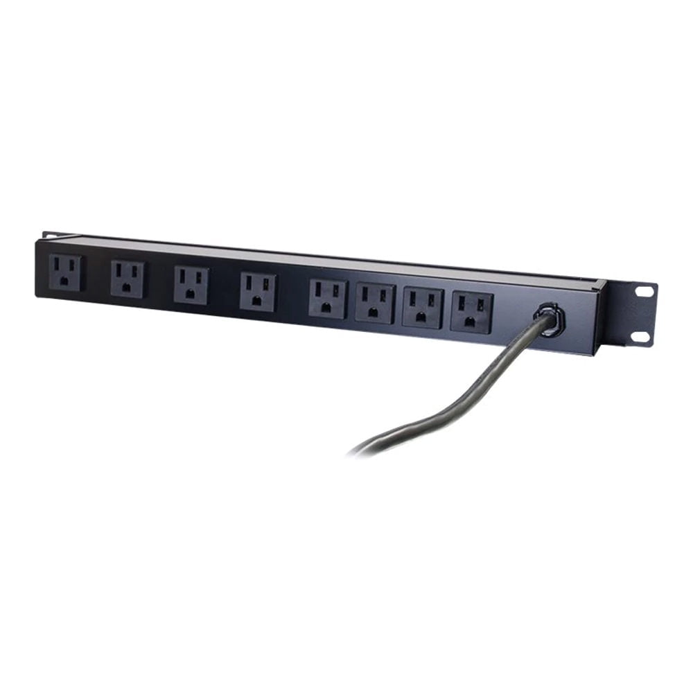 C2G 15ft Wiremold Rack Mount 8-Outlet 120v/15a Lighted Switch Power ...