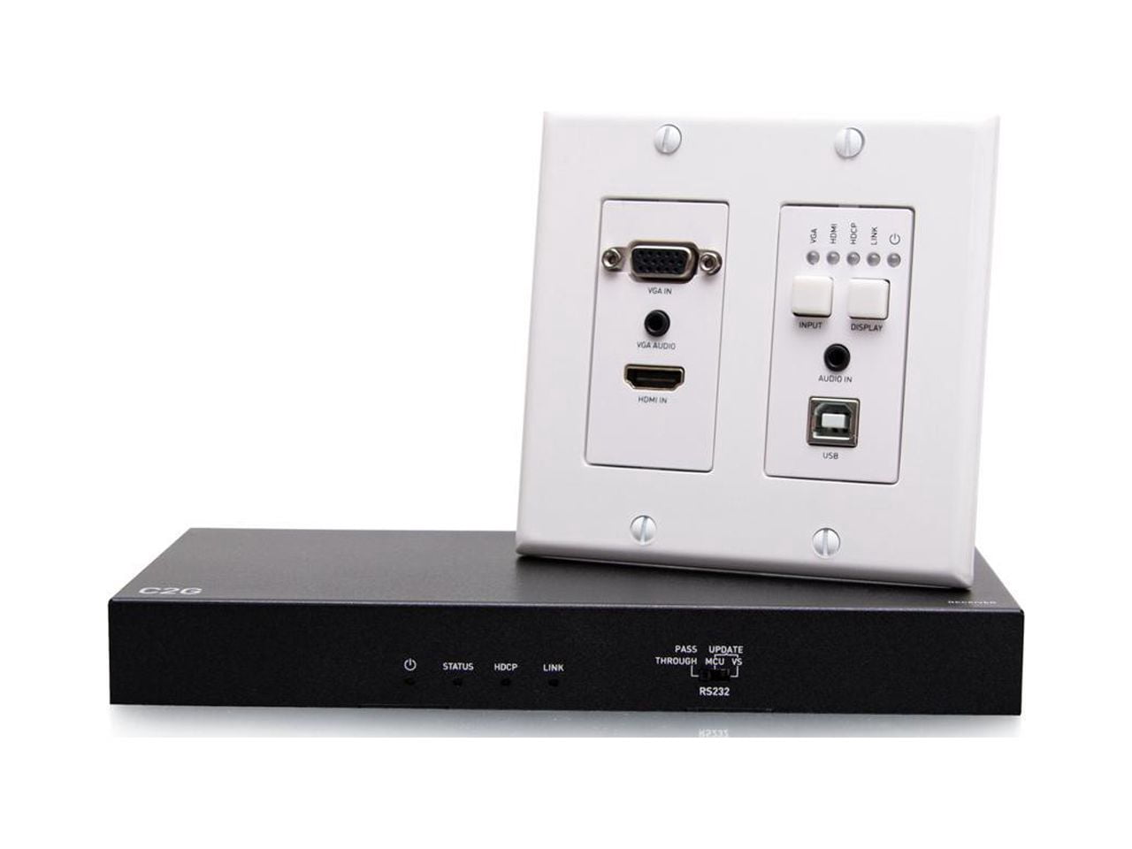 C2G C2G31012 HDMI HDBaseT + VGA, 3.5mm, and USB-B to A over Cat ...
