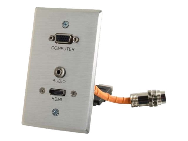 C2G RapidRun VGA + 3.5mm Single Gang Wall Plate + HDMI Pass Through ...