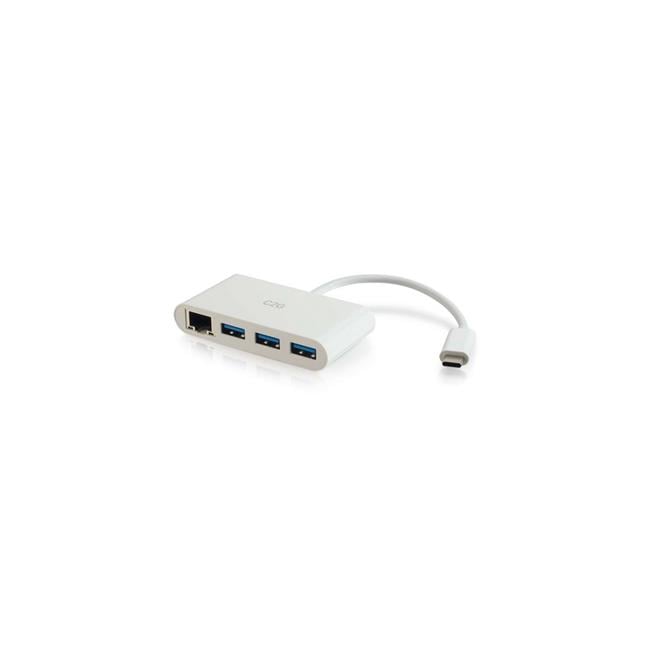 C2G USB C Ethernet Adapter & 3 Port USB Hub - White - Walmart.com