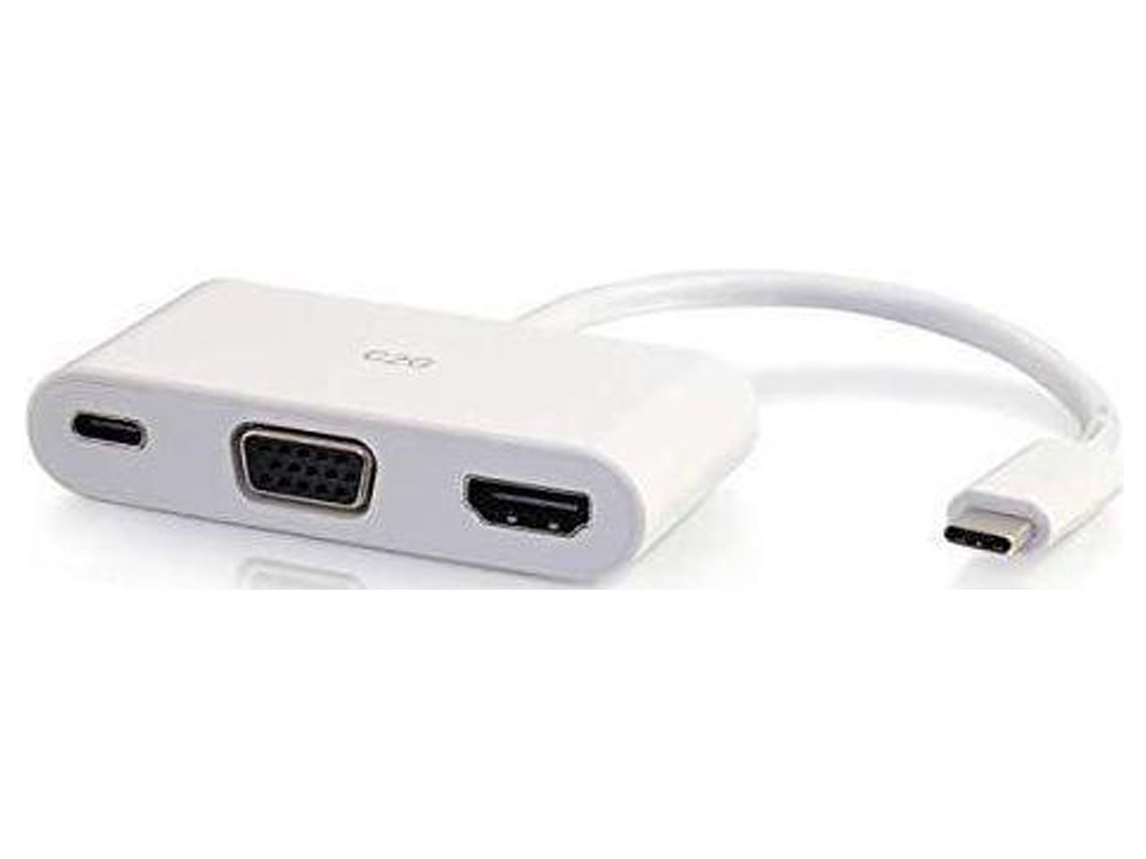 C2G USB C to HDMI and VGA Adapter Converter with Power Delivery - White ...