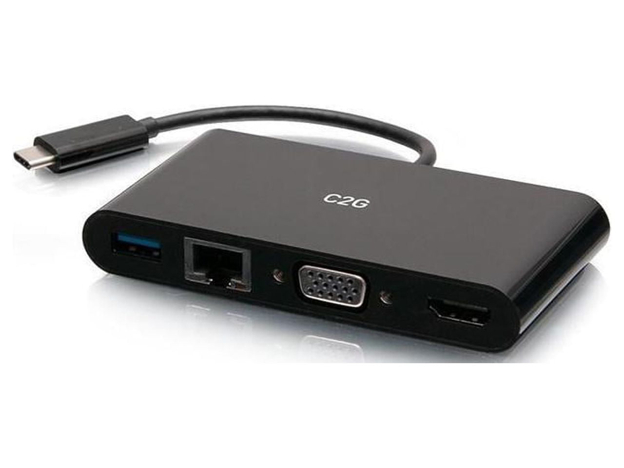 C2G USB C to HDMI, VGA, USB A, Ethernet Adapter, 4K 30Hz, Black ...