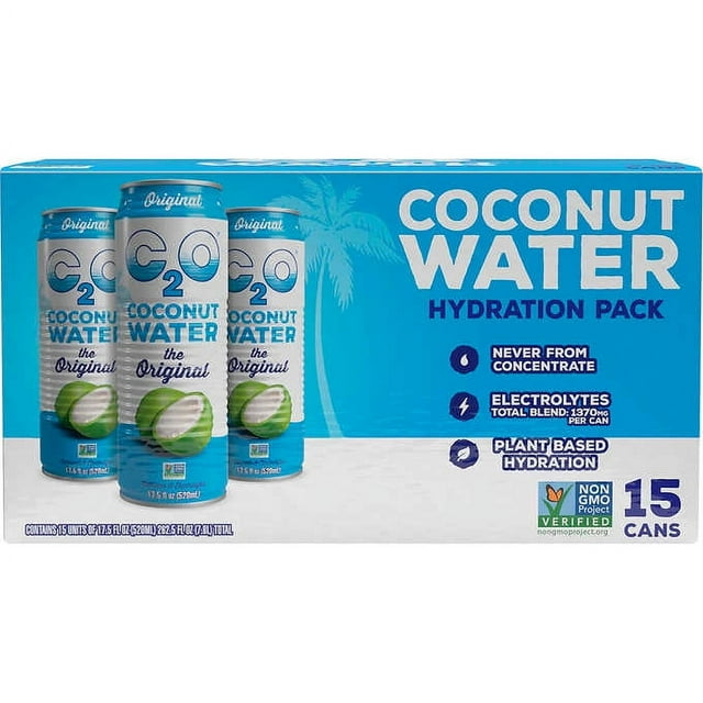 C2O Pure Coconut Water with Electrolytes, Original Hydration Pack, 17.5 ...