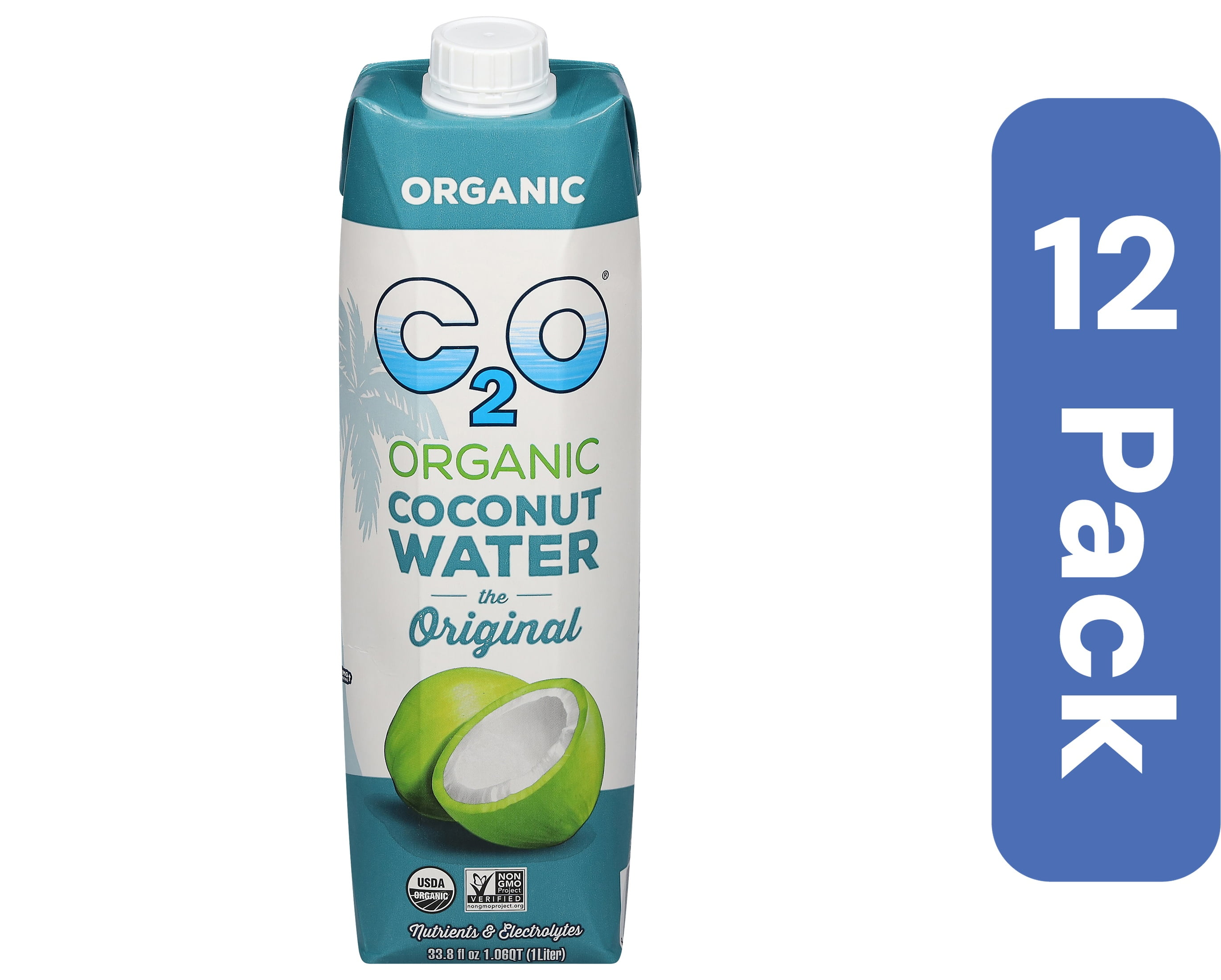 C2O Original Organic Coconut Water 33.8 fl oz (Pack Of 12) - Walmart.com