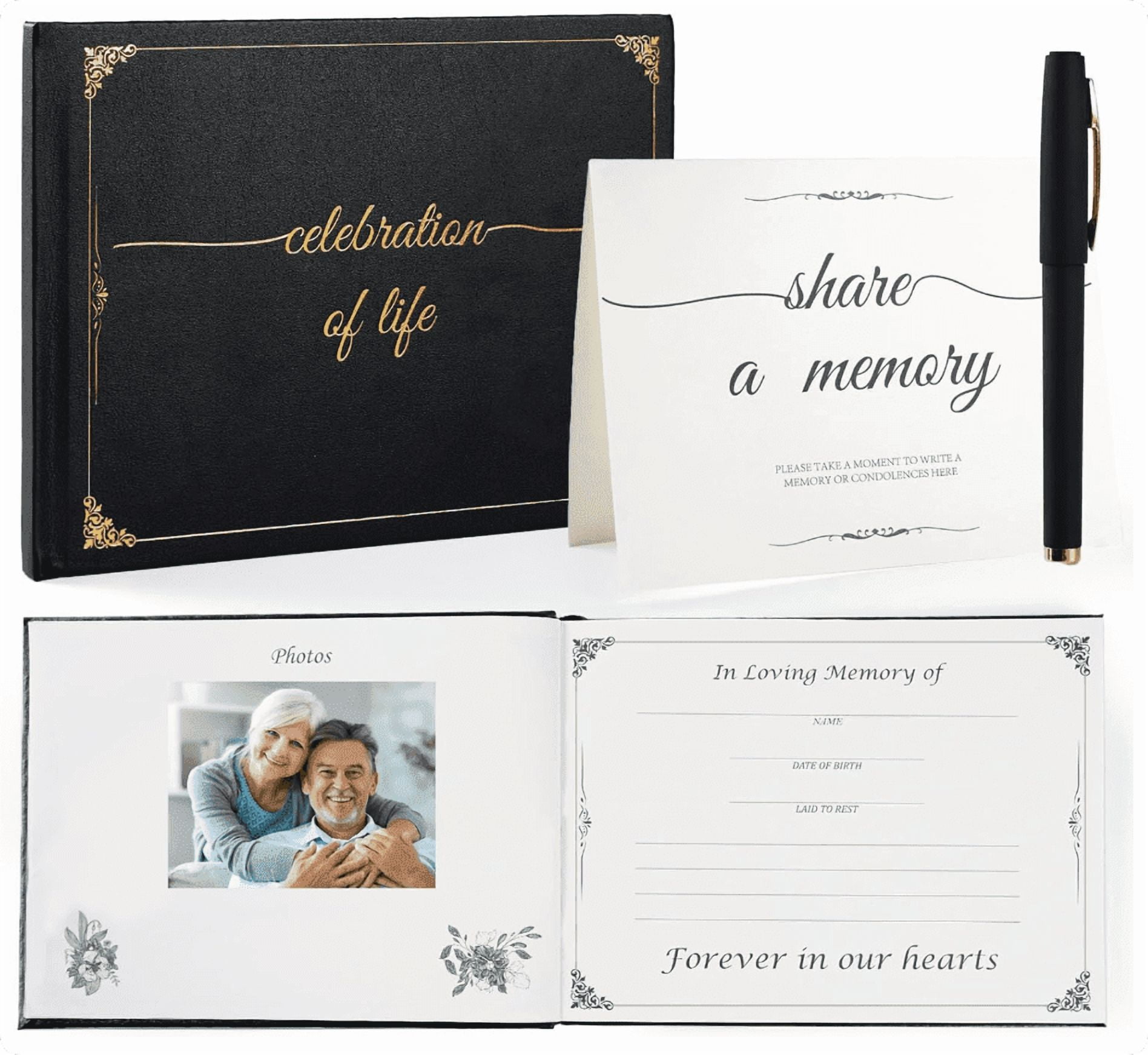 C2U Celebration of Life Funeral Guest Book, 100 Pages, Gold Foil ...