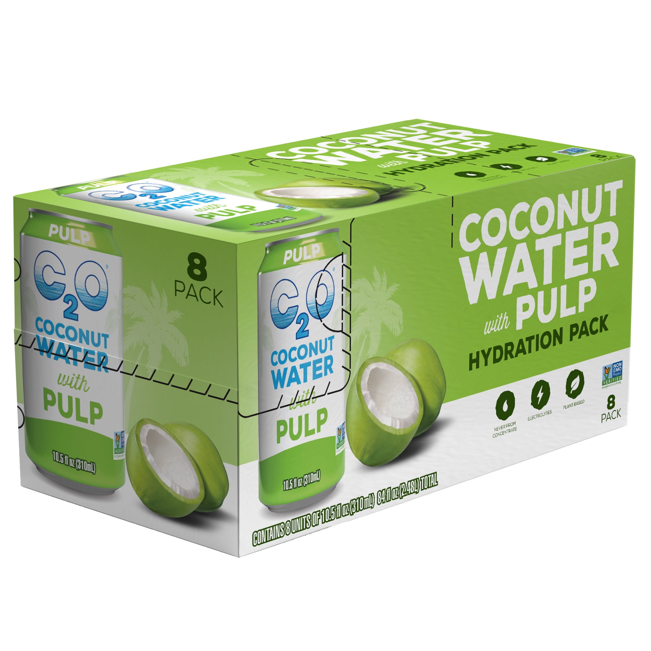 C2O Pure Coconut Water with Pulp, Ready to Drink, 10.5 fl oz, Multi ...