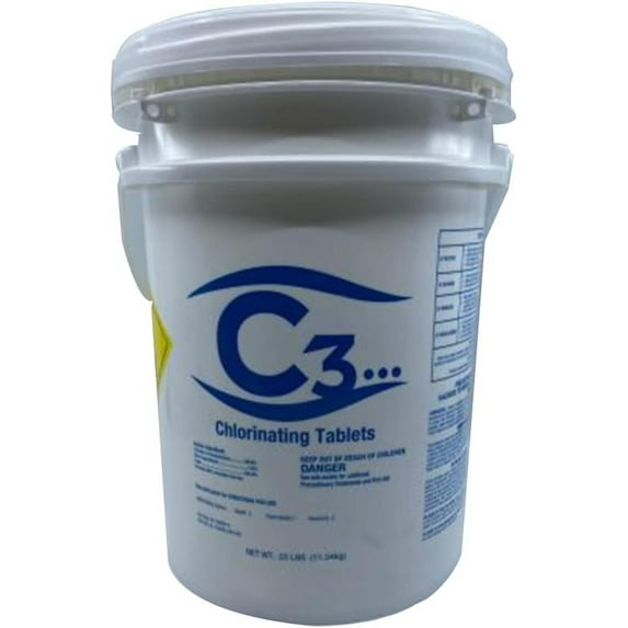 C3 - 25lb Chlorine Tablets, 3 inch for Swimming Pool & Spa with ...