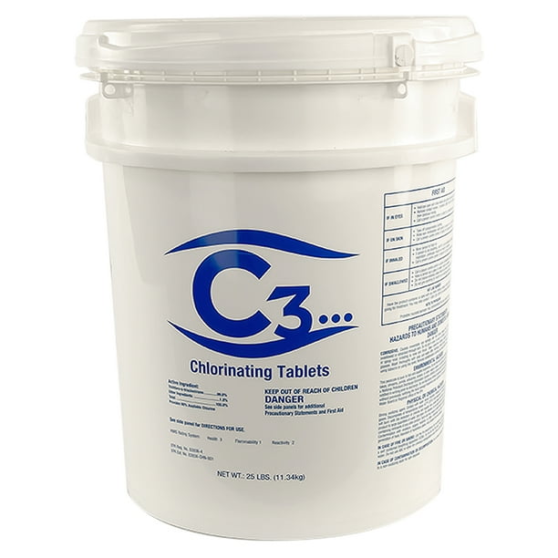 C3 3" Stabilized Chlorine Tablets for Swimming Pools | 25 lbs - Walmart ...