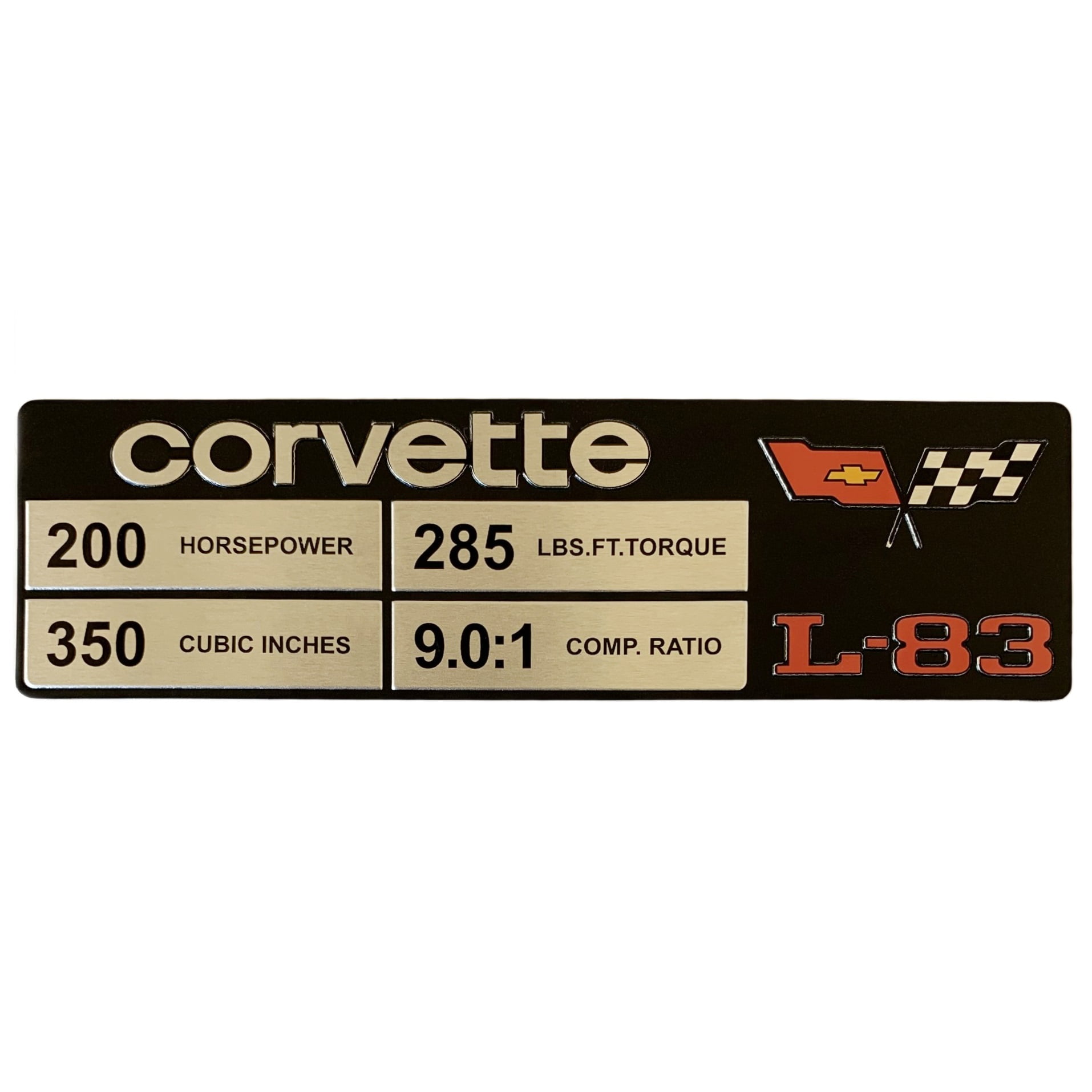 C3 Corvette Spec Data Plate Embossed in Scratch-Resistant Aluminum L-83 ...