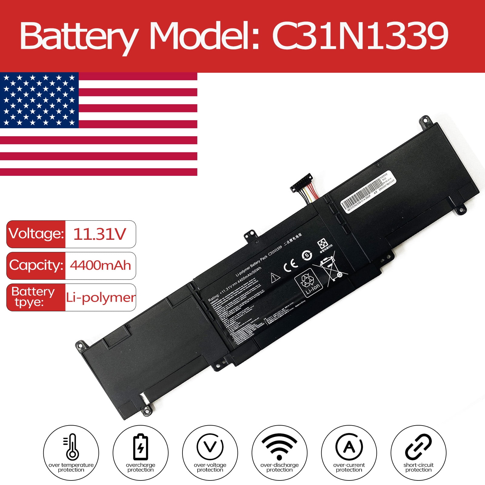 C31n1339 Battery For Asus Ux303ln Dq124h Tp300la Dw224h Ux303lb R4059h S300e Ux303ln R4215h