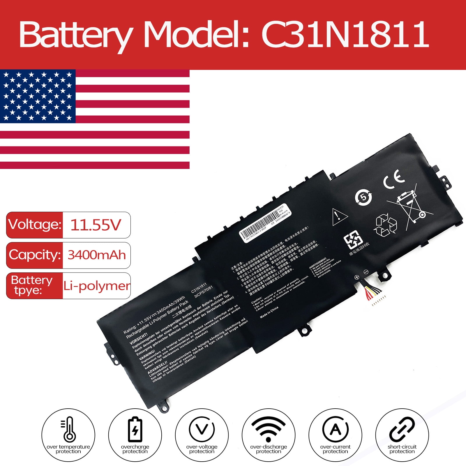 C31N1811 Battery for ASUS ZenBook 14 UX433FA-A5045T UX433F UX433FA ...