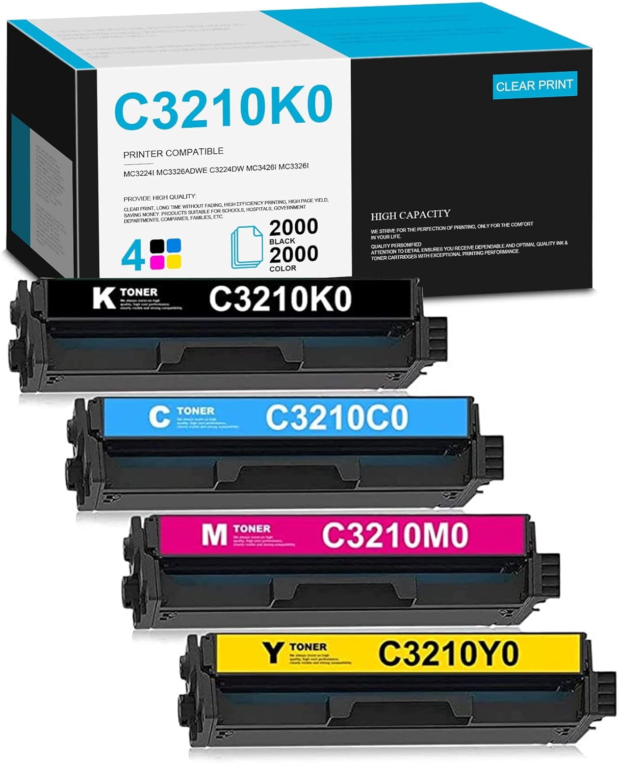 C3210K0 C3210C0 C3210M0 C3210Y0 Toner LEXC3210K0Toner Cartridge Set ...