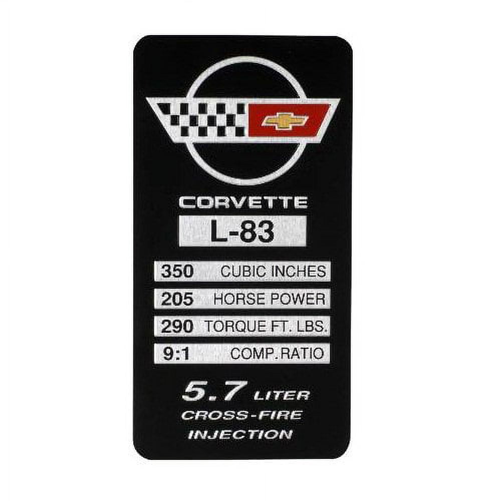 C4 Corvette 1984 L83 Engine ID Spec Metal Data Plate Emblem - Walmart.com