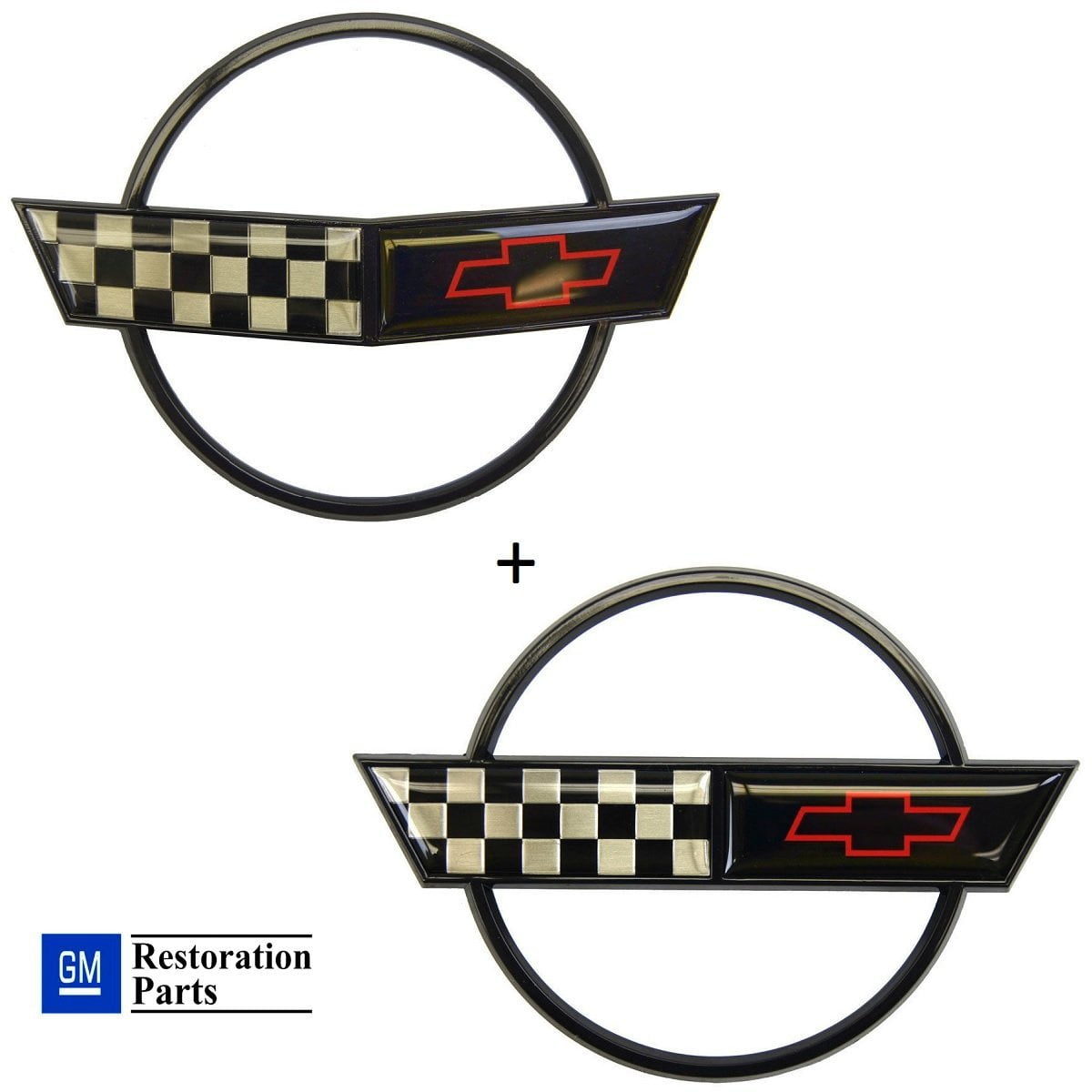 C4 Corvette Front Nose Emblem + Gas Fuel Lid Emblem Cross Flag Official ...