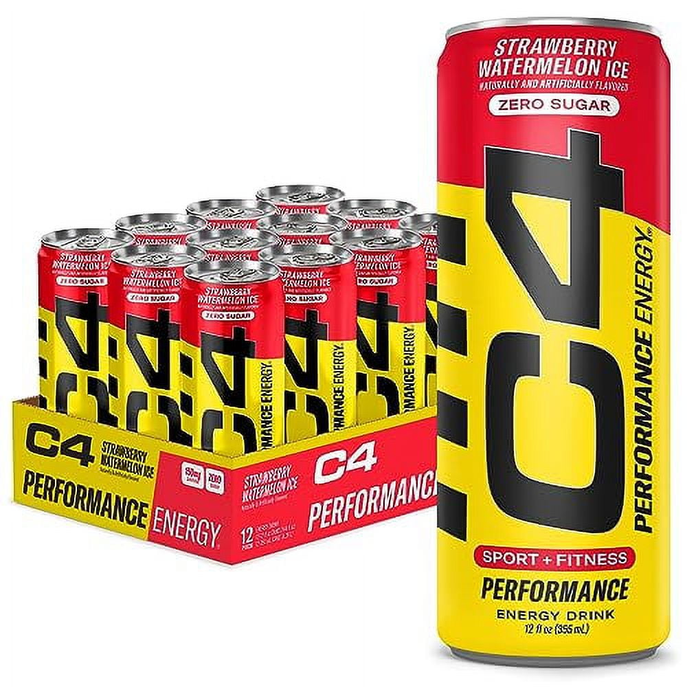C4 Energy Drink 12oz .. (Pack of 12) - .. Strawberry Watermelon Ice ...
