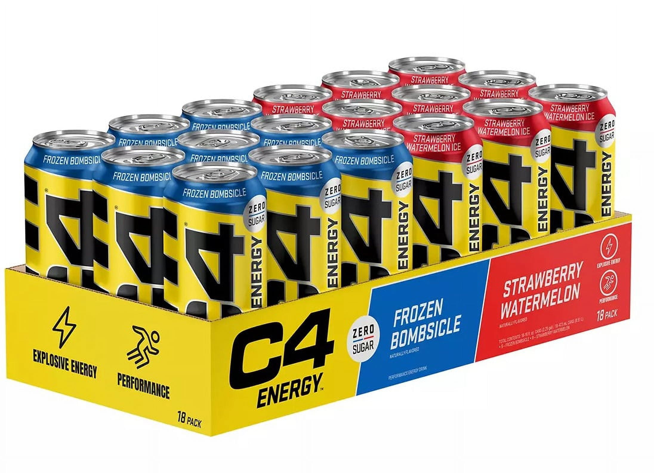 C4 Energy Drink Variety Pack, 16 Oz, 18 Cans - Zero Sugar, Frozen ...