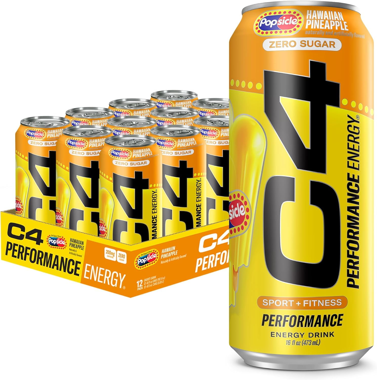 C4 Energy Drink x Hawaiian Pineapple Popsicle, Carbonated Sugar Free ...
