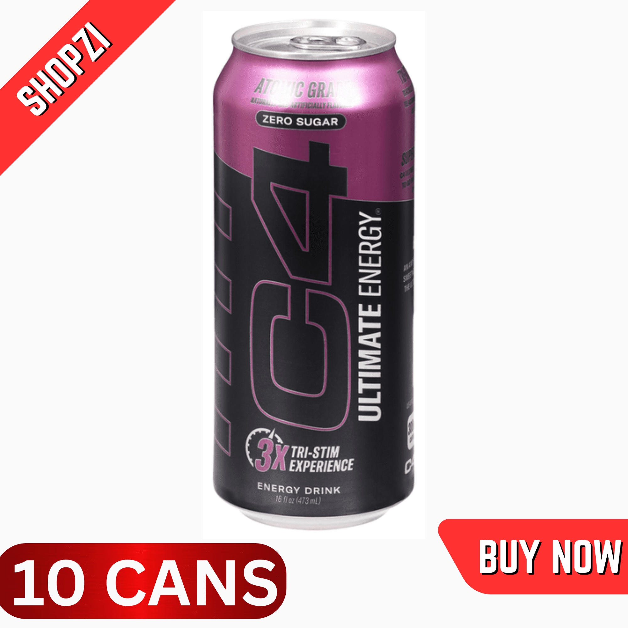 C4 Energy Performance Carbonated Drink, Atomic Grape, 10 Pack (16 fl oz ...