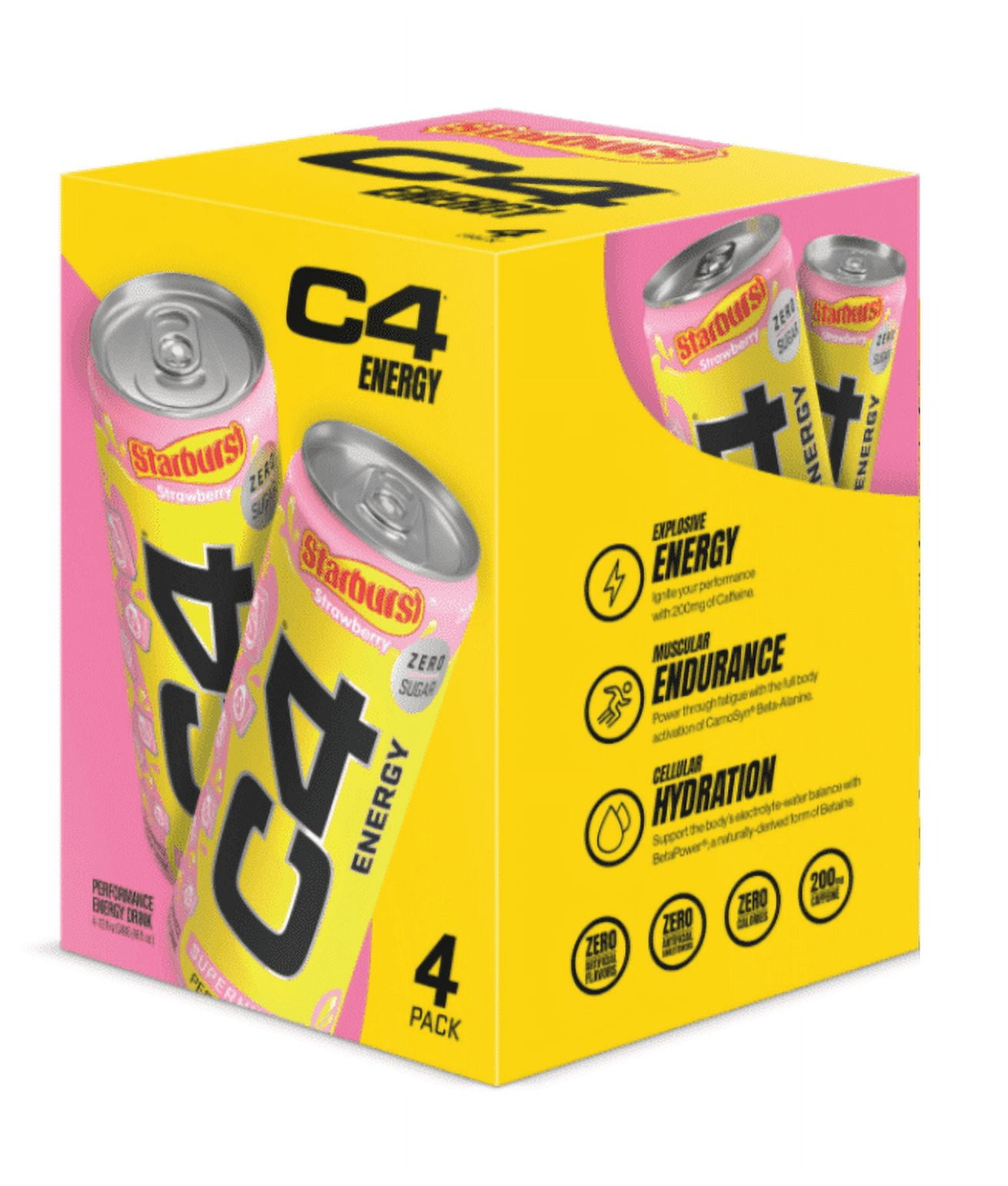 C4 Energy X Starburst™ Candy, Strawberry, 4pk, 12 oz - Walmart.com