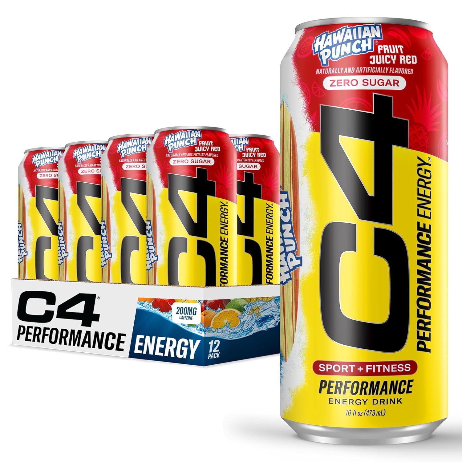 C4 Energy Zero Hawaiian Punch 12 Pack 16 oz Cans | Sugar-Free Tropical ...