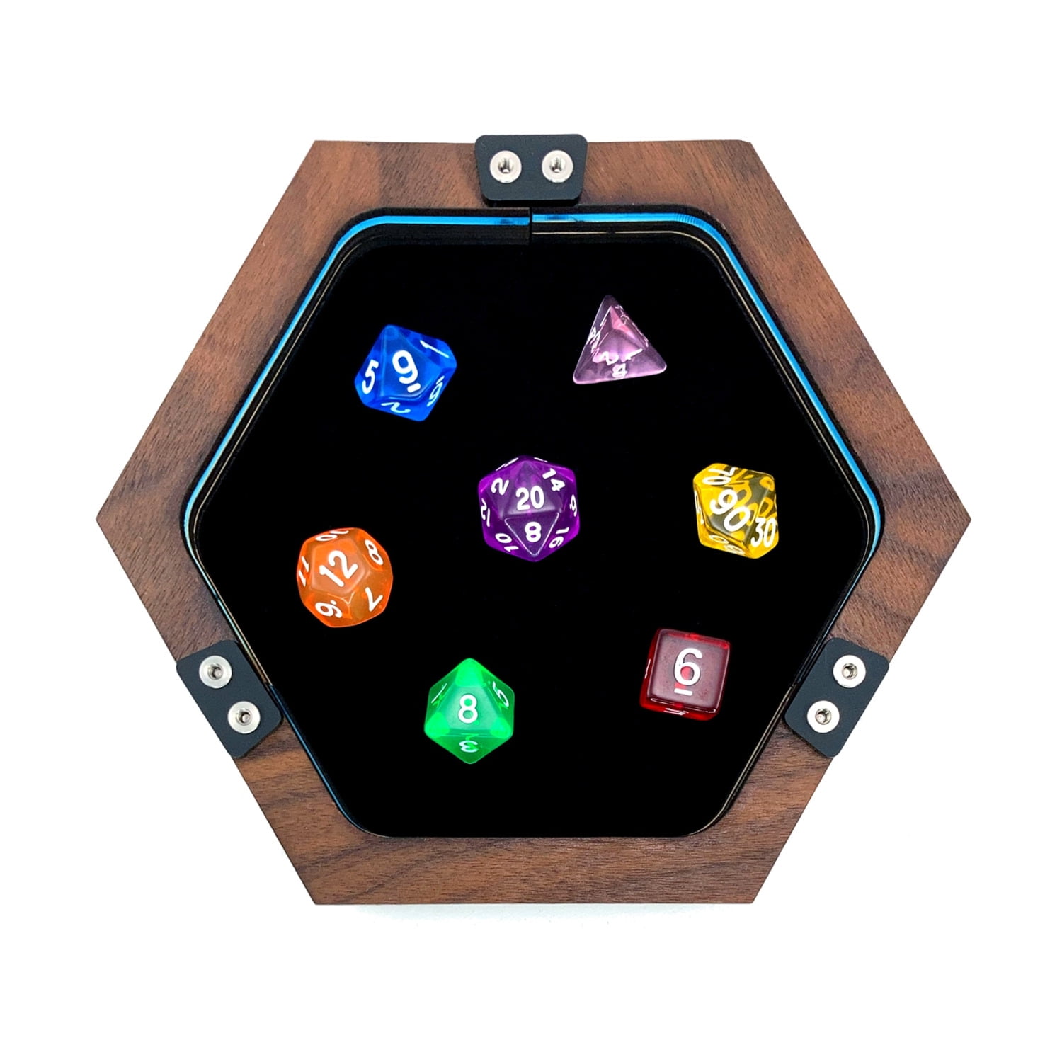 C4 Labs 6" x 7" Hexagon Dice Tray w/Walnut Top - Teal New - Walmart.com