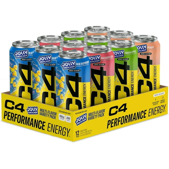 C4 Performance Energy Drink, Strawberry Starburst Flavor, Zero Sugar ...