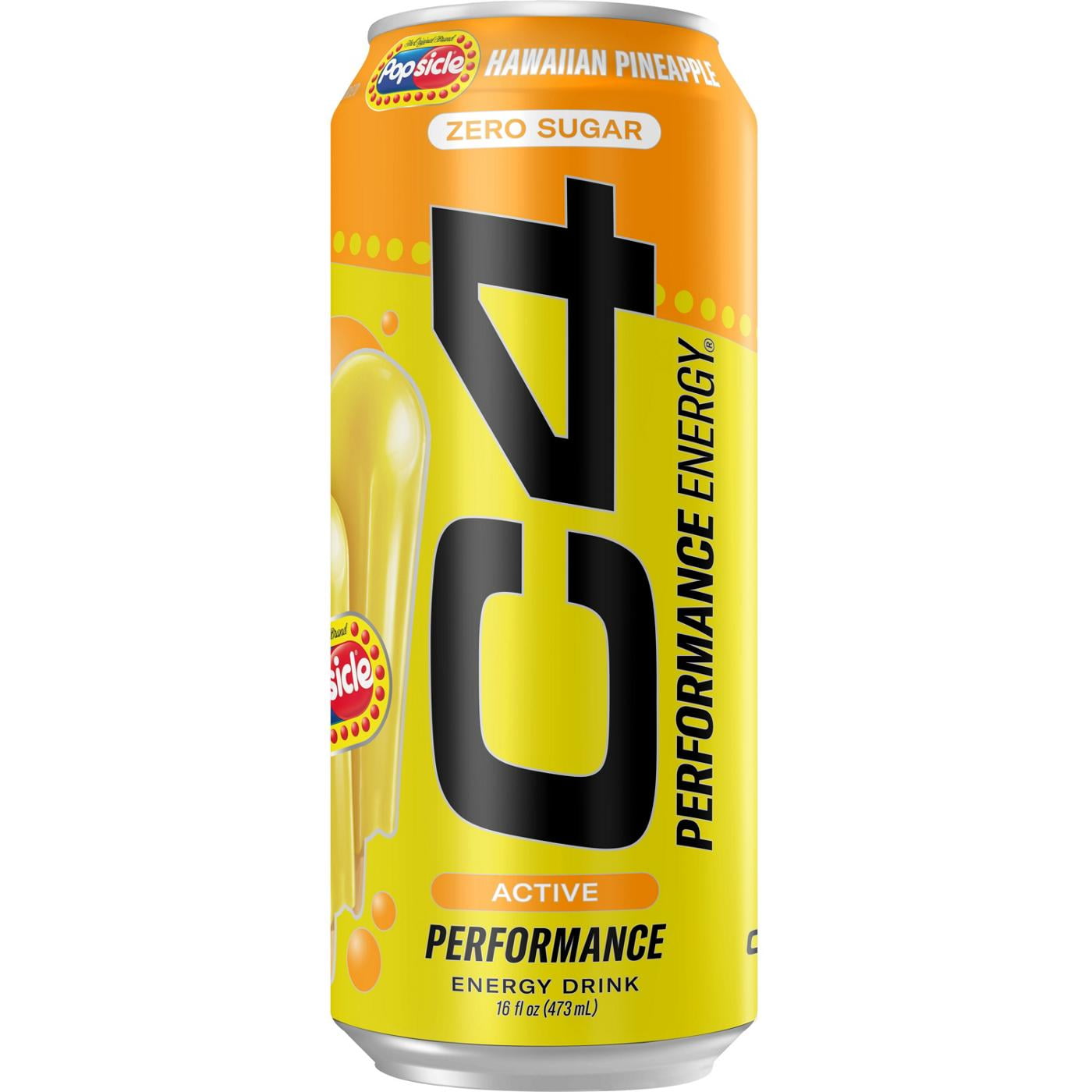 C4 Performance Zero Sugar Energy Drink - Hawaiian Pineapple Popsicle - 16 oz - Walmart.com