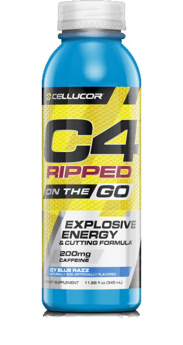 C4 Ripped On The Go Icy Blue Razz 11.66 oz Plastic Bottles - Pack of 12 ...