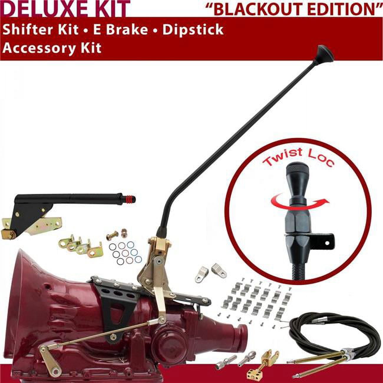 C4 Shifter Kit Black 23 in. E Brake Cable Clamp Clevis Dipstick for ...