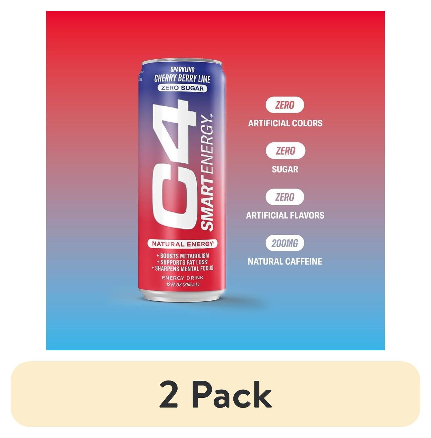 (2 pack) Cellucor C4 Smart Energy Drink, Cherry Berry Lime, Zero Sugar ...