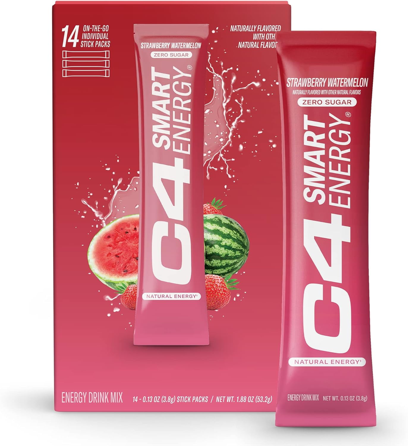 C4 Smart Energy Drink - Sugar-Free Strawberry Watermelon Beverage, 14 ...