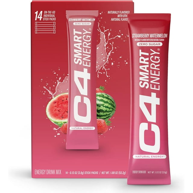 C4 Smart Energy Drink - Sugar-Free Strawberry Watermelon Beverage, 14 ...