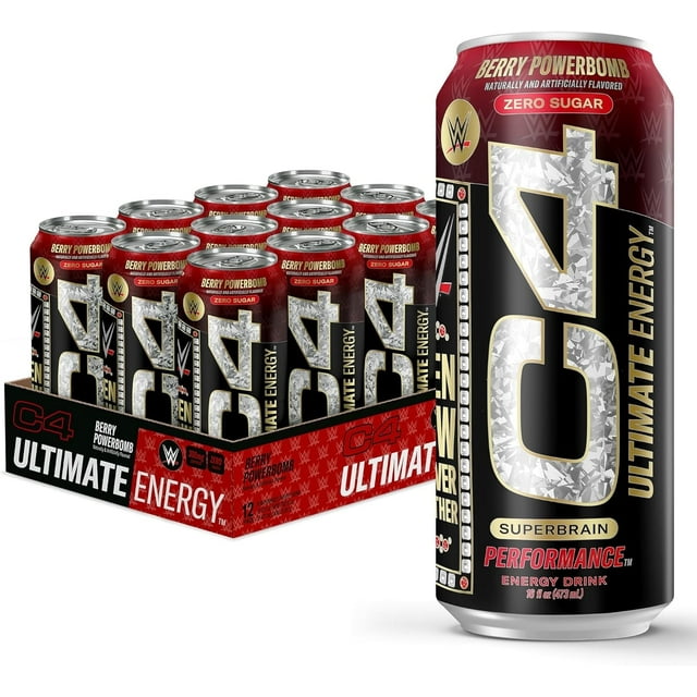 C4 Ultimate Pre-Workout Energy Beverage: Berry Powerbomb, 12 Pack of ...