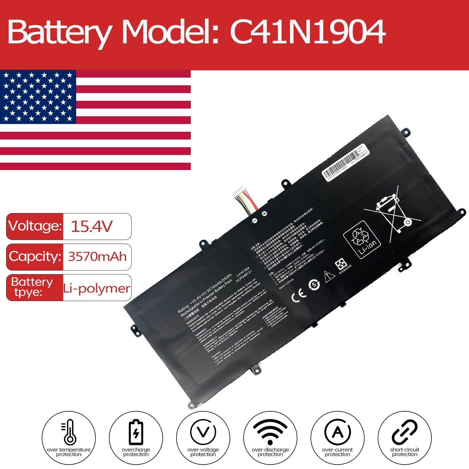 C41N1904 Battery for Asus ZenBook Flip UX363EA-EM077T UX363EA-HP258T ...