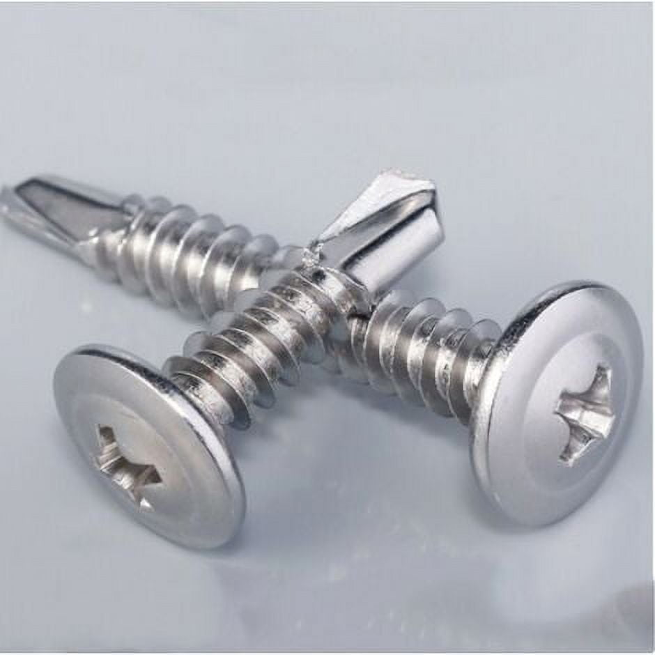 C44741 - Pack of 100 - Self-Drilling Sheet Metal Screws - Large Domed Head - Ø4.2x19mm - Zinc ...