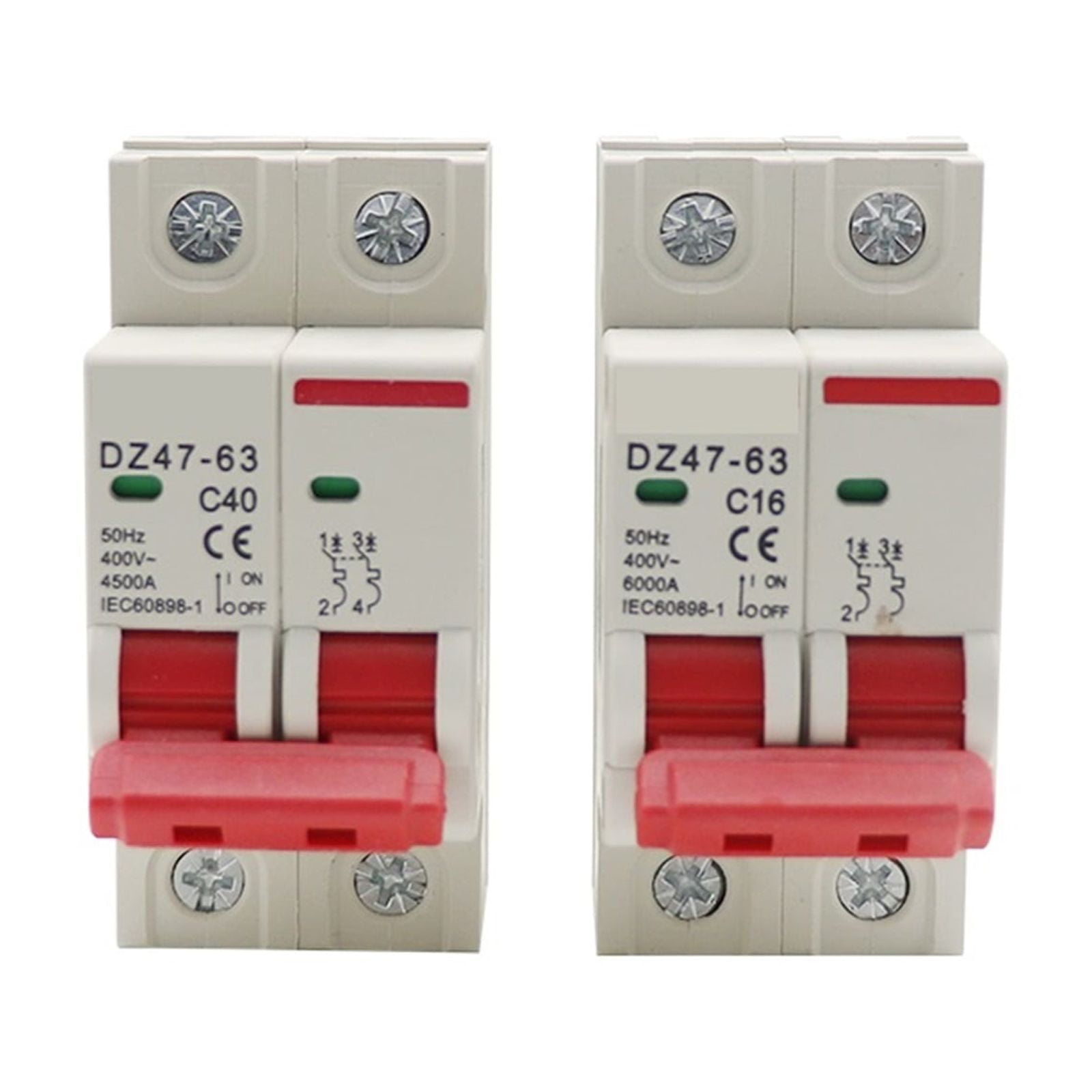 C45N 2 Pole 3A/6A/10A/16A/20A/32A/40A/50A/63A 400V~ C Type Mini Circuit ...