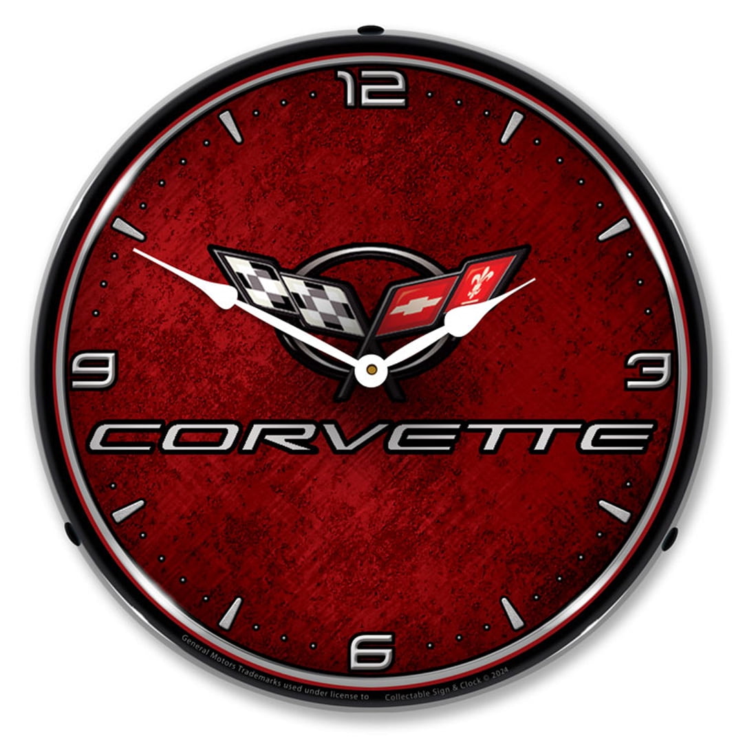 Collectable Sign and Clock C5 Corvette LED Lighted Premium Wall Clock ...