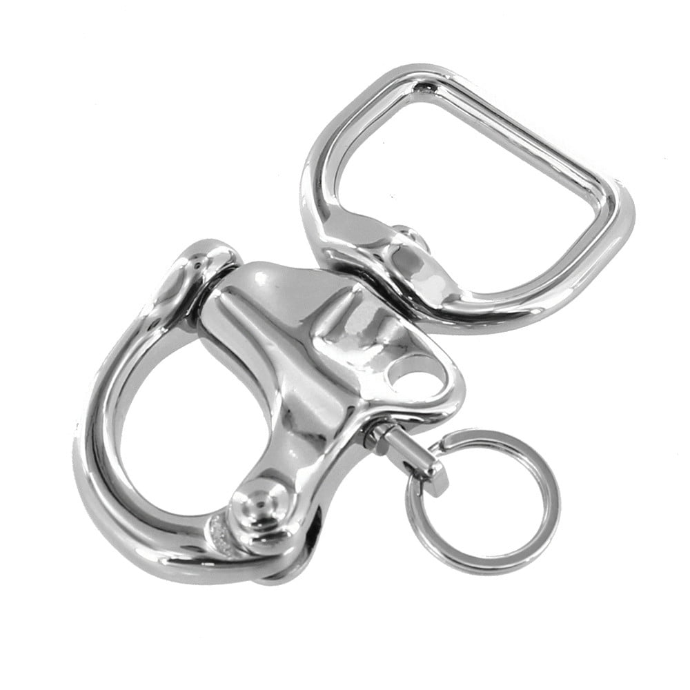 C5102 1" Nickel Plate, Quick Release Snap Shackle, Flat Base, w/ 1/2 ...