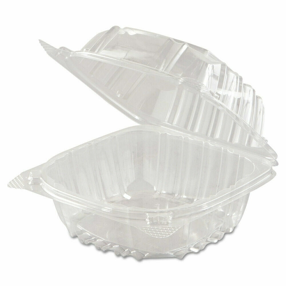 C57PST1 Clear 6" Seal Hinged-Lid Plastic Containers For Cake & Snacks ...