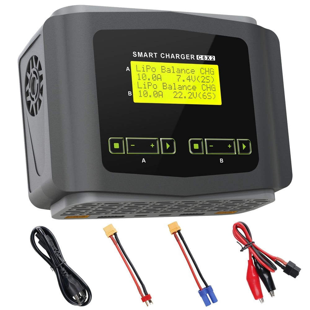 C6 10A Dual Channel Battery Charger for Lipo/Li-ion/LiFe/LiHv/NiMH/NiCd ...