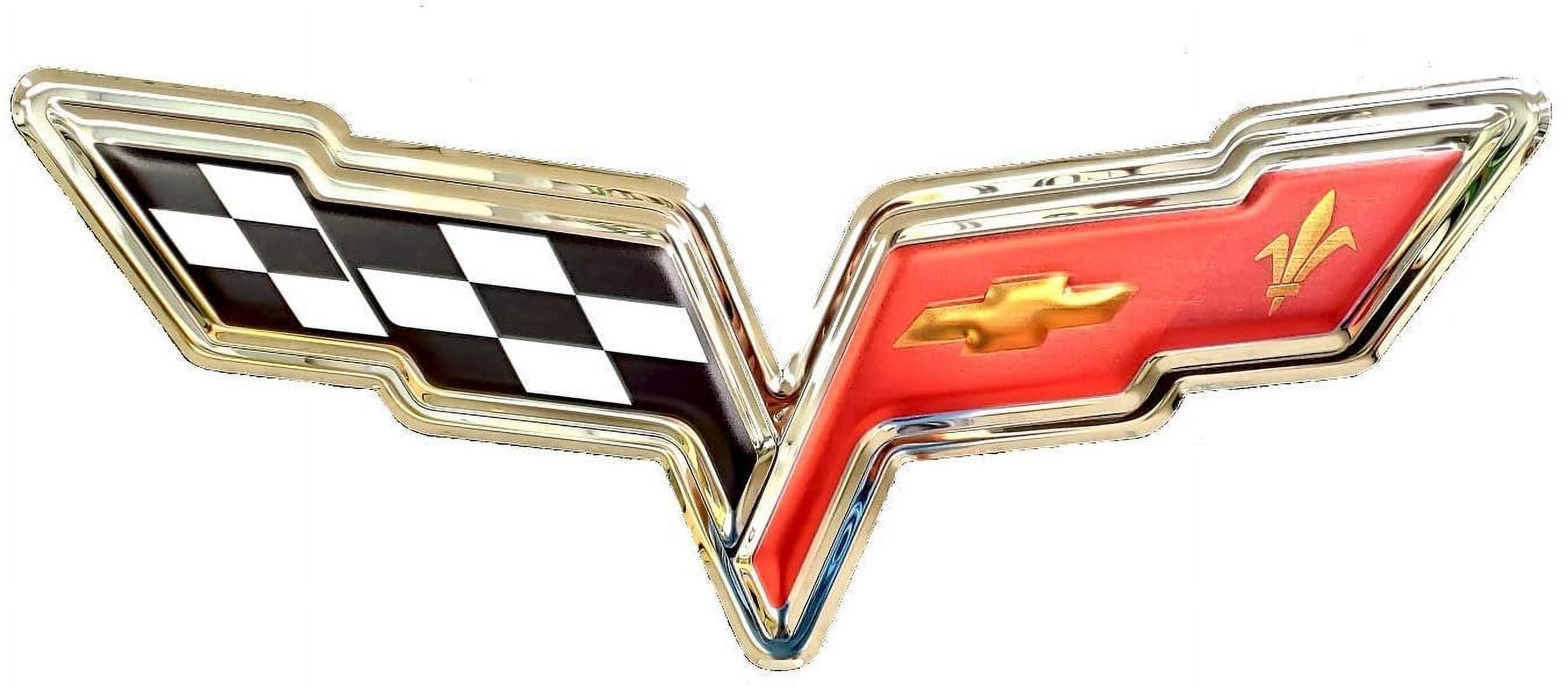 C6 Corvette Crossed Flags Stainless Steel Wall Hanging Sign - Chrome ...