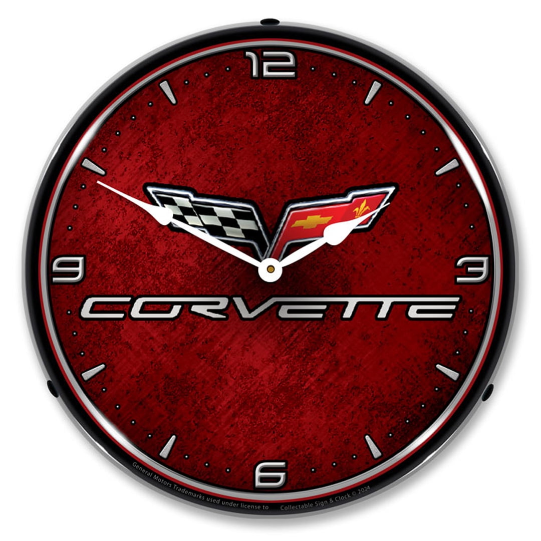 Collectable Sign and Clock C6 Corvette LED Lighted Premium Wall Clock ...