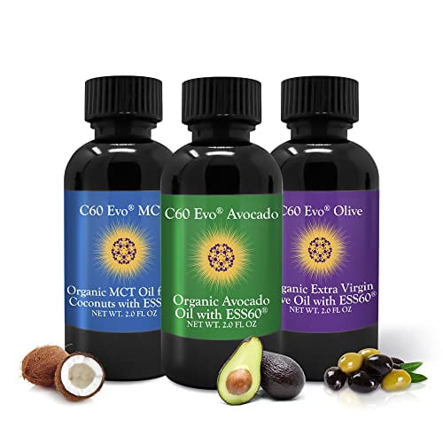 C60 Evo All-Natural Edible Oils, Mini Oil Sampler Set with Pure C60 ...