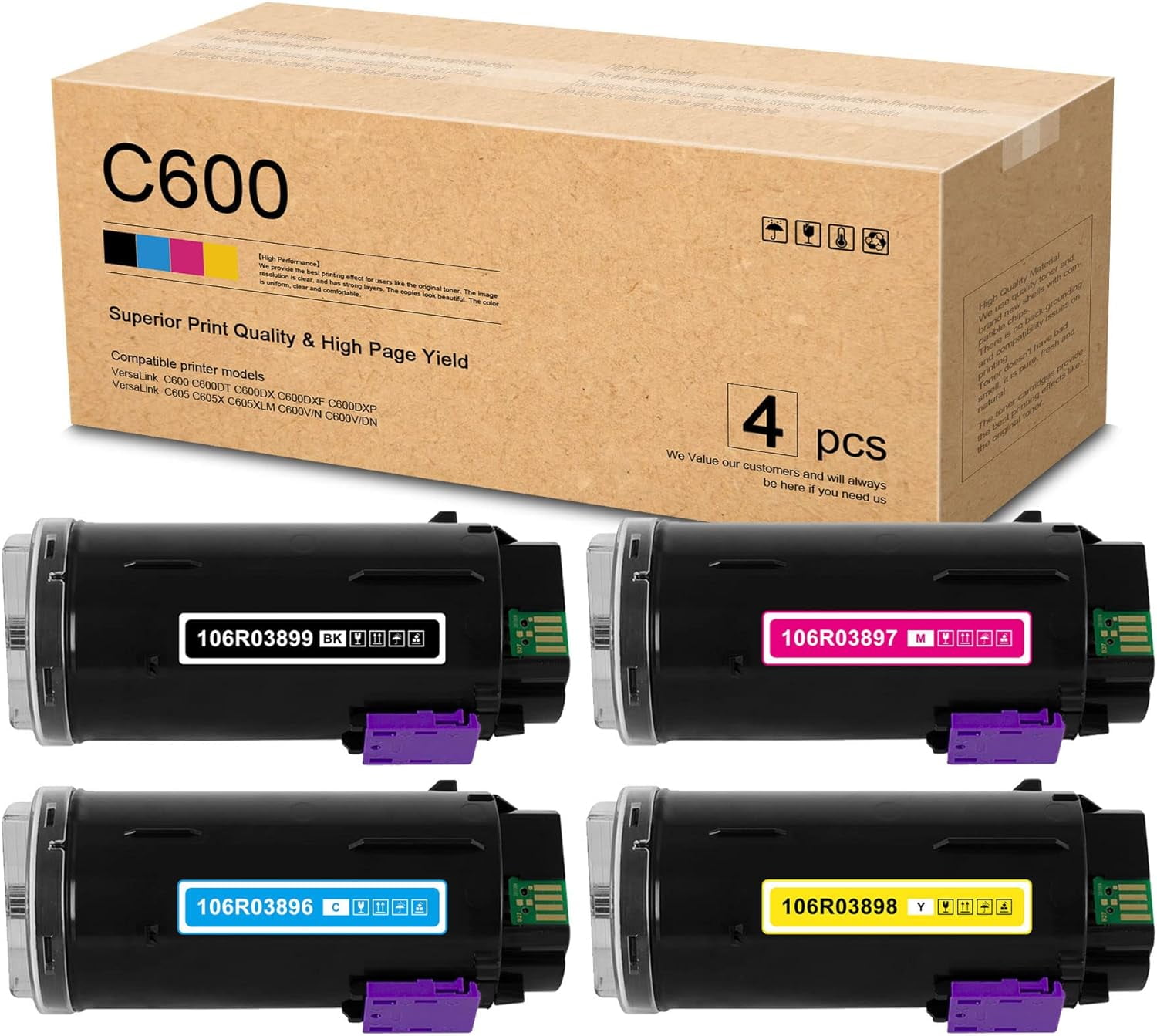 C600 / C605 Toner Cartridges(106R03899 106R03896 106R03897 106R03898) 4 ...