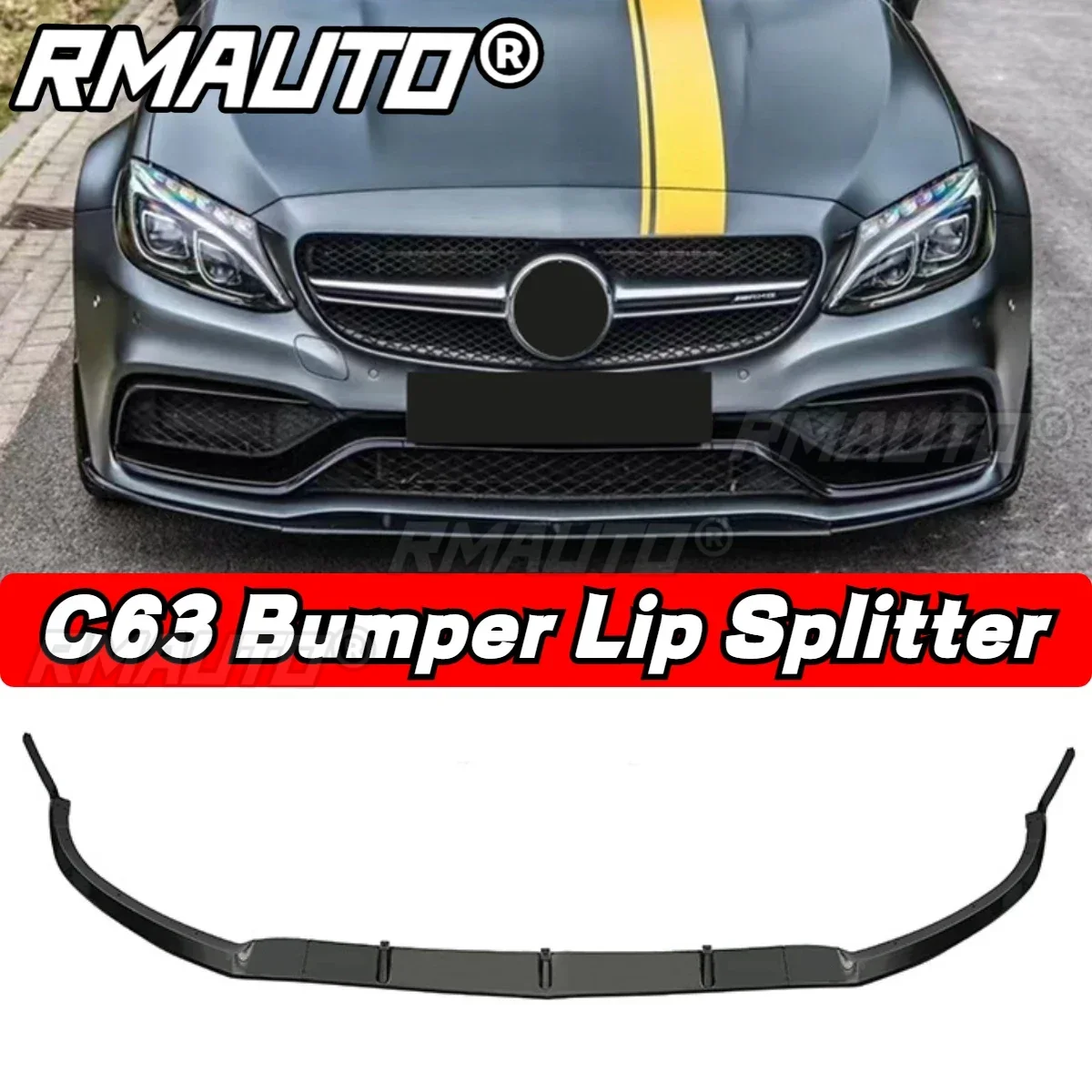 C63 Bumper Lip AMG Car Front Bumper Lip Splitter Spoiler Diffuser For ...