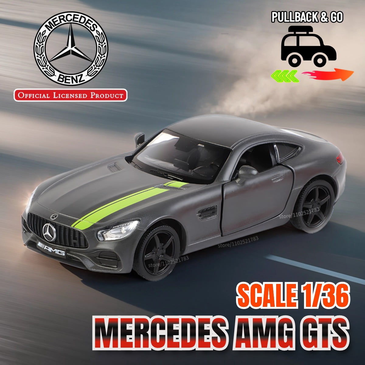 C63 S AMG Pullback Car Model Toy Replica 1:36 Scale Diecast Miniature ...