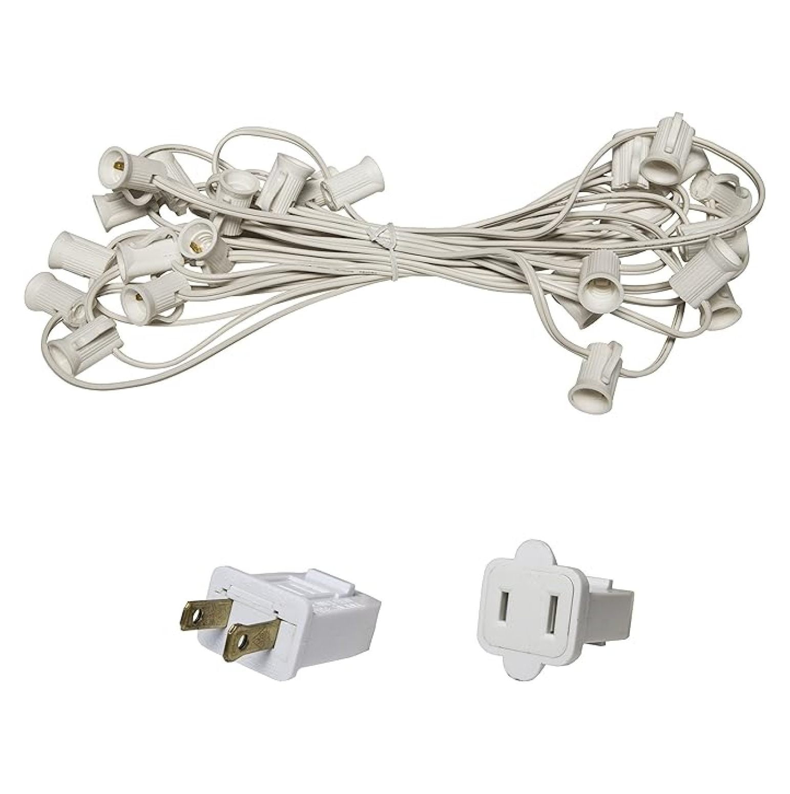 C7 Christmas Light Stringer 25ft - White Wire 6 Inch Spacing - 50 ...