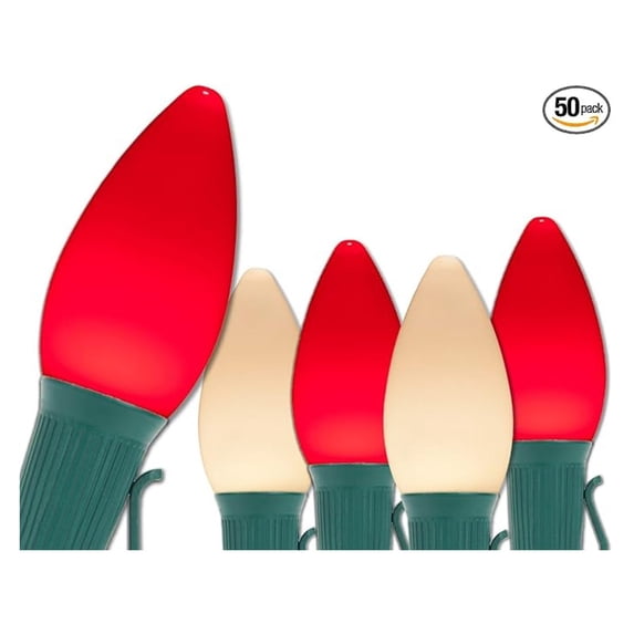C7 Christmas Lights, OptiCore LED Red & Warm White Vintage String ...