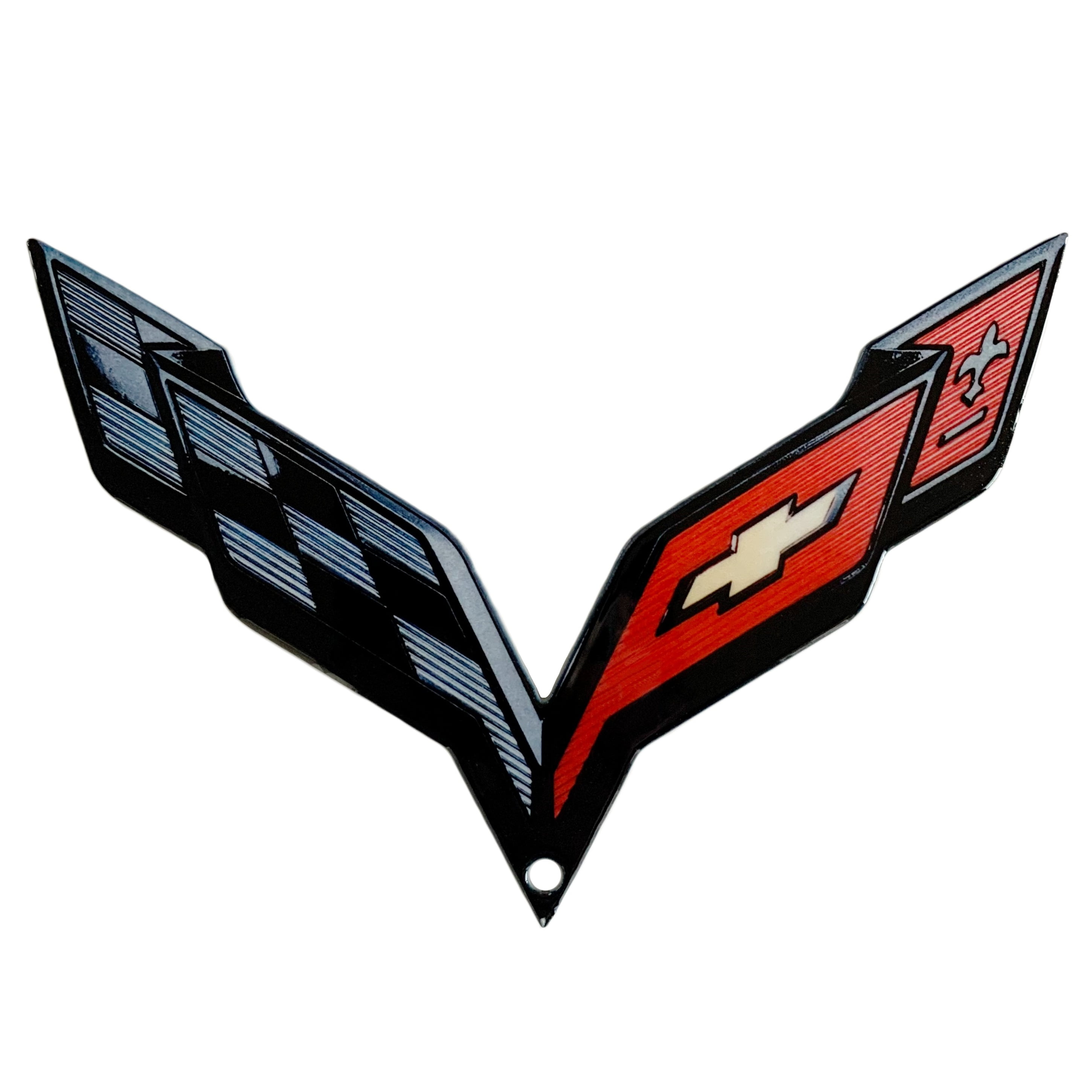 C7 Corvette Black Crossed Flag Metal Magnet Emblem Art Size: 6" x 4 ...