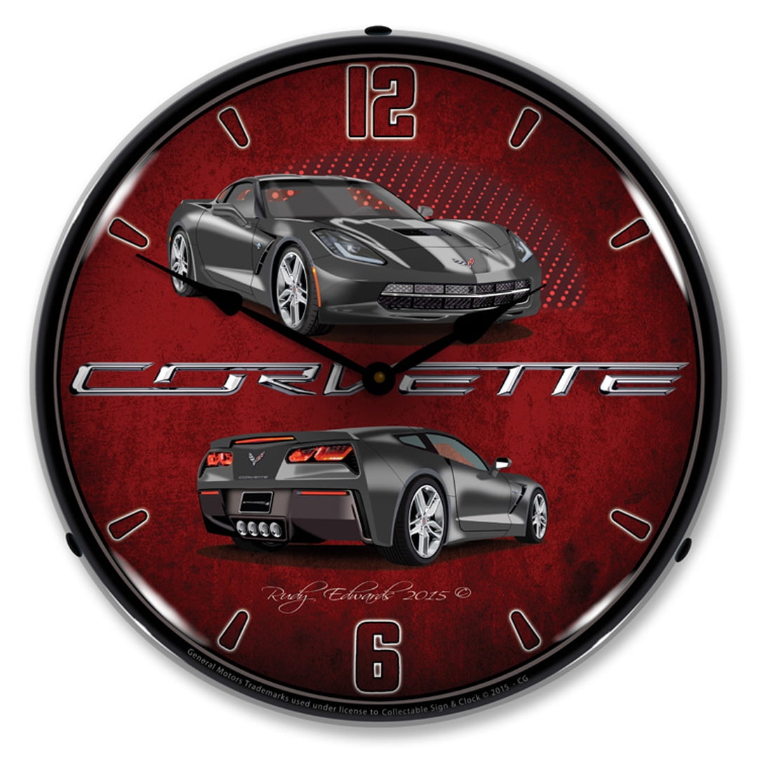 Collectable Sign and Clock C7 Corvette Cyber Grey LED Lighted Premium ...